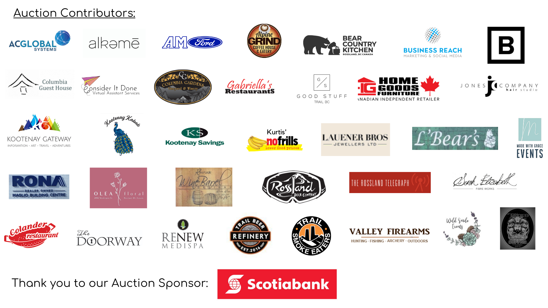 Online Auction NOW LIVE - Trail and District Chamber of Commerce